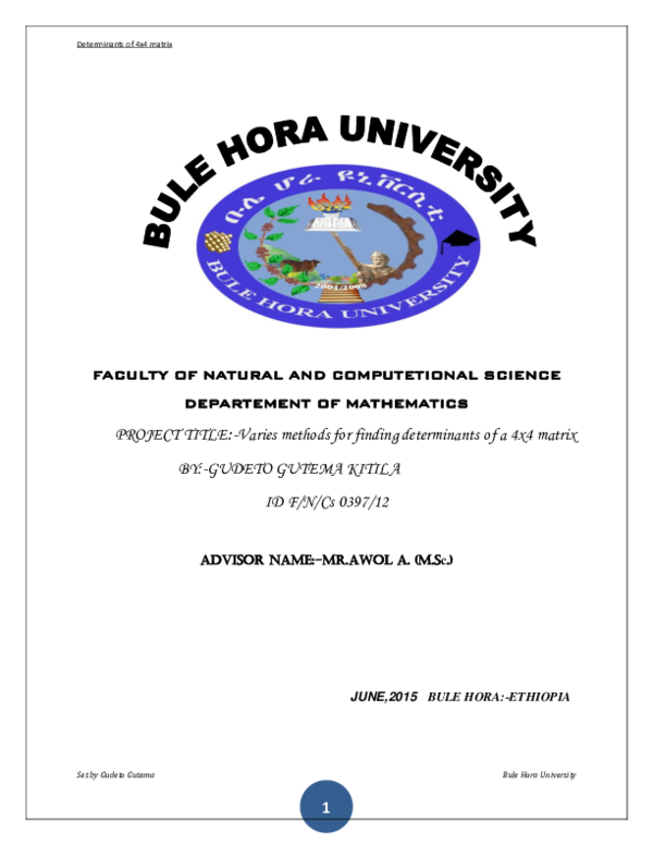 (PDF) Varies methods for finding determinants of a 4x4 matrix