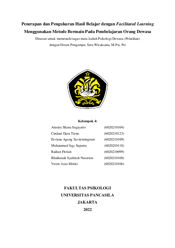 (PDF) Penerapan dan Pengukuran Hasil Belajar dengan Facilitated Learning Menggunakan Metode ...