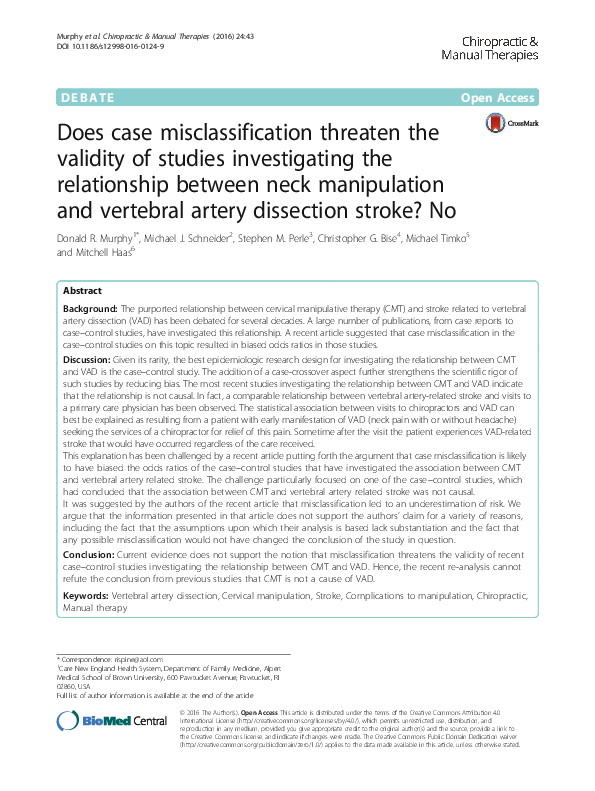 (PDF) Does case misclassification threaten the validity of studies ... (PDF) Does case misclassification threaten the validity of studies ...