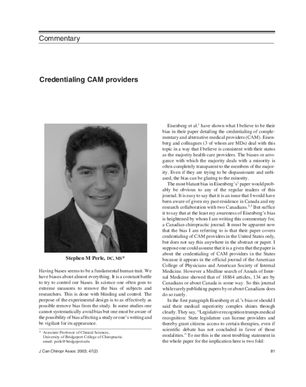 (PDF) Credentialing CAM providers