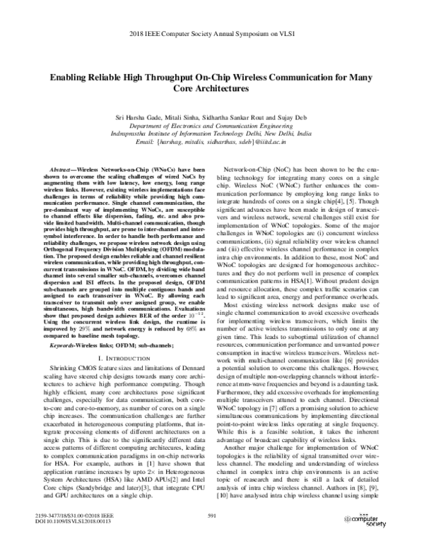 (PDF) Enabling Reliable High Throughput On-chip Wireless Communication for Many Core Architectures