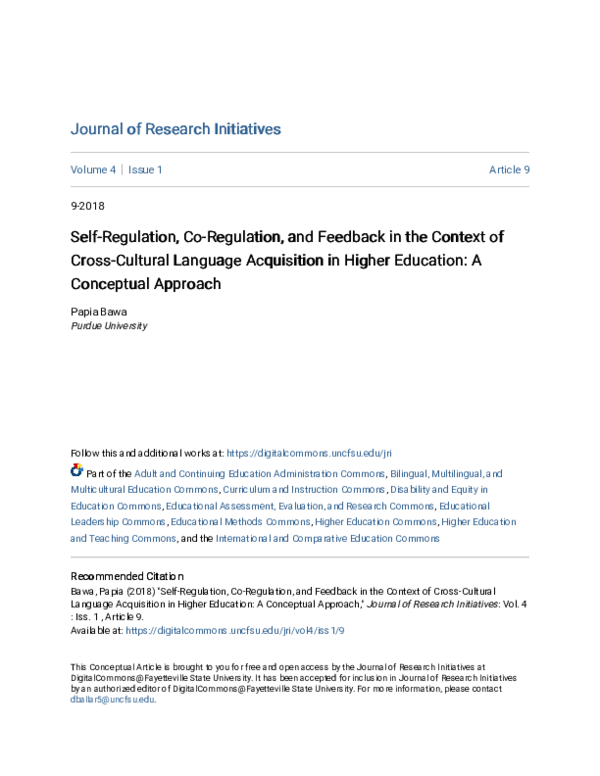 (PDF) Self-Regulation, Co-Regulation, and Feedback in the Context of ...