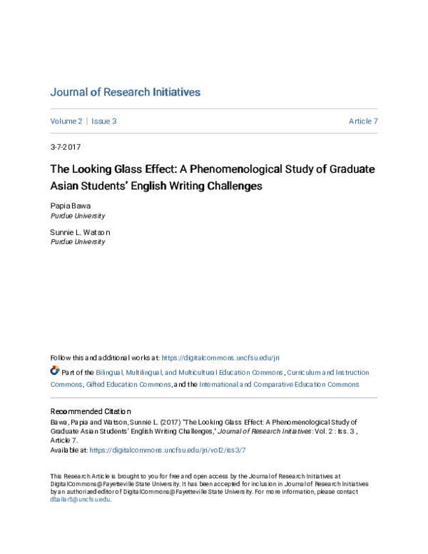 (PDF) The Looking Glass Effect: A Phenomenological Study of Graduate ...