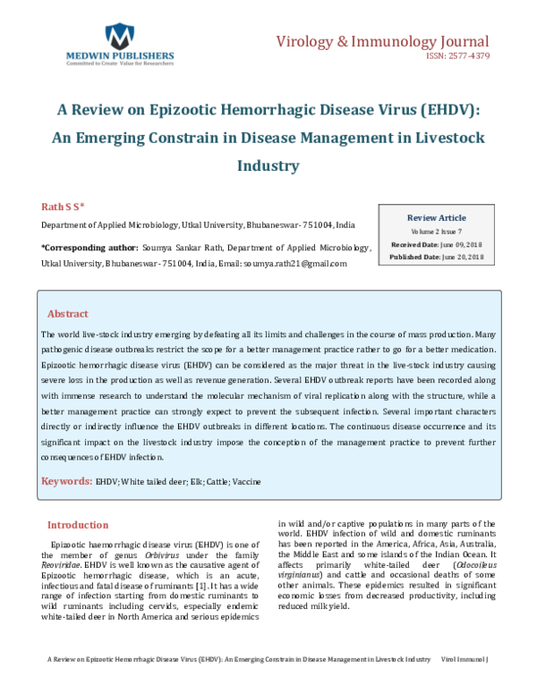 (PDF) A Review on Epizootic Hemorrhagic Disease Virus (EHDV): An ...
