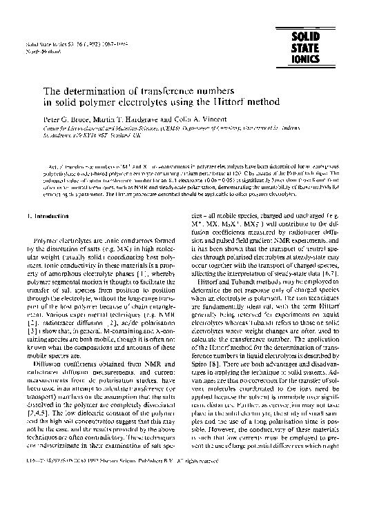 (PDF) The determination of transference numbers in solid polymer ...