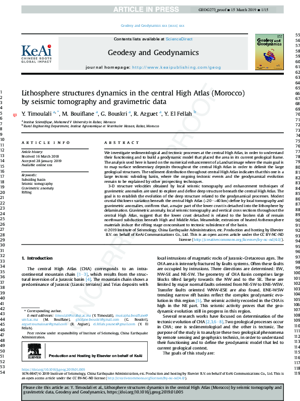 (PDF) Lithosphere structures dynamics in the central High Atlas ...