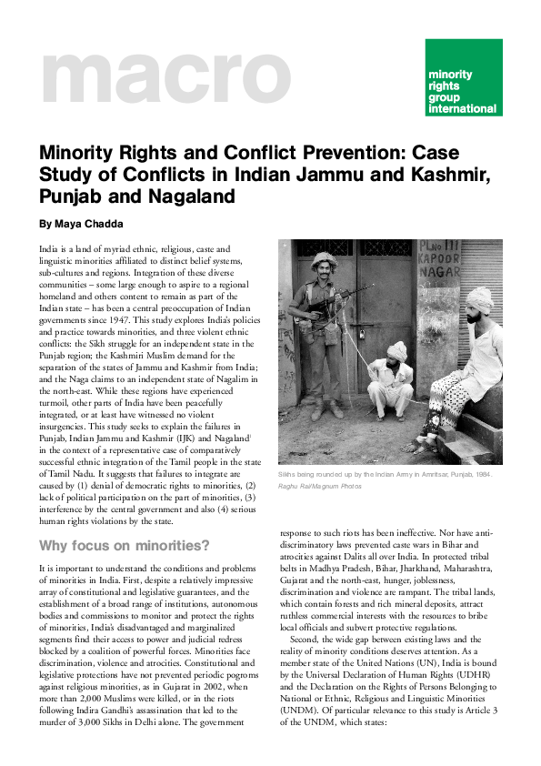 (PDF) Minority Rights and Conflict Prevention: Case Study of Conflicts ...