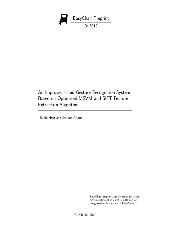 (PDF) An Improved Hand Gesture Recognition System Based on Optimized MSVM and SIFT Feature ...