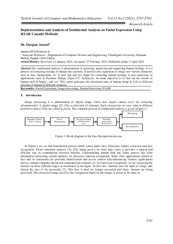 (PDF) Implementation and Analysis of Sentimental Analysis on Facial Expression Using HAAR ...