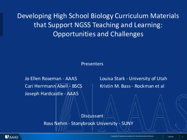 (PDF) Developing High School Biology Curriculum Materials that Support ...