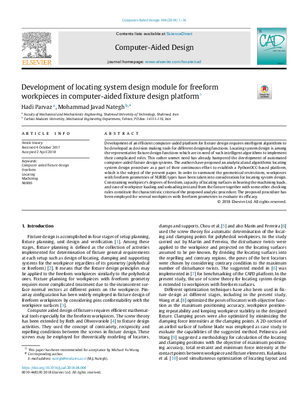 (PDF) Development of locating system design module for freeform workpieces in computer-aided ...