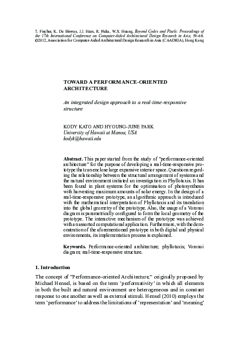 (PDF) Toward a performance-oriented architecture: An integrated design approach to a real time ...