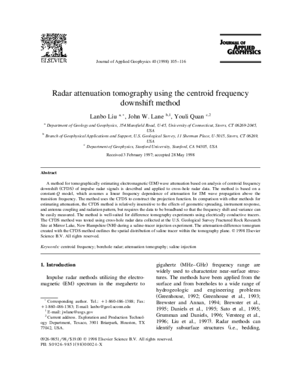 (PDF) Centroid Frequency Downshift Method for Radar Tomography