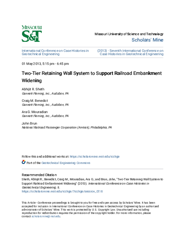 (PDF) Two-Tier Retaining Wall System to Support Railroad Embankment ...