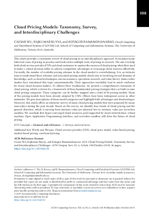 (PDF) Cloud Pricing Models