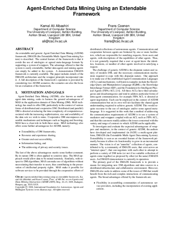 (PDF) Agent-Enriched Data Mining Using an Extendable Framework