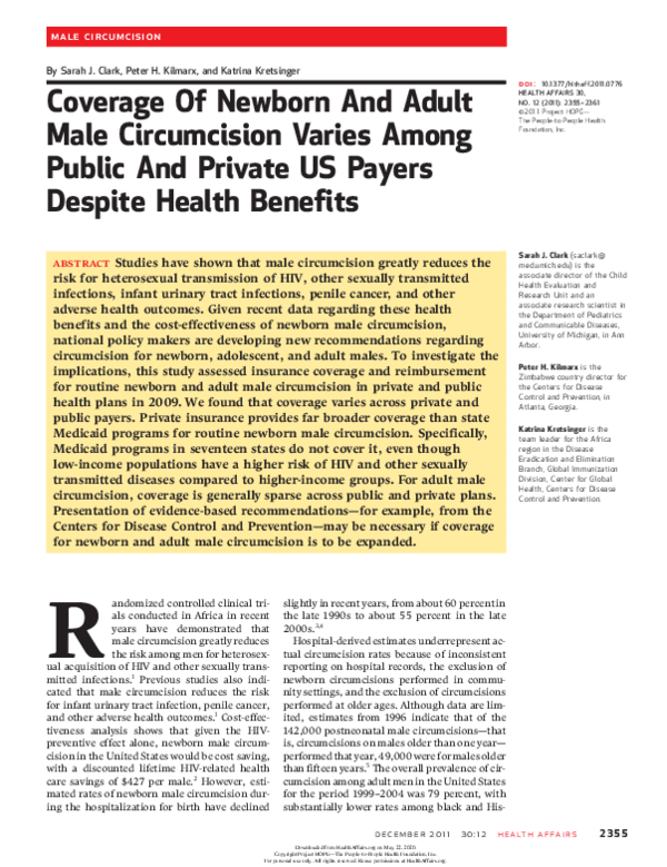(PDF) Coverage Of Newborn And Adult Male Circumcision Varies Among ...