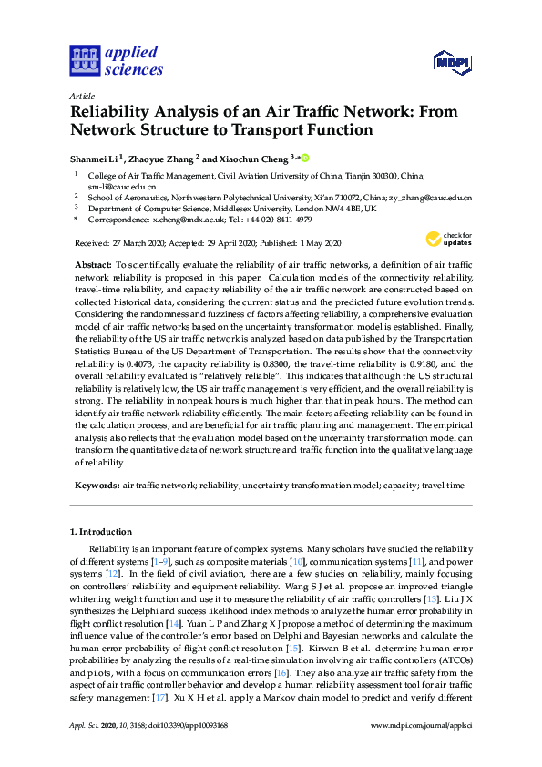 (PDF) Reliability Analysis of an Air Traffic Network: From Network ...