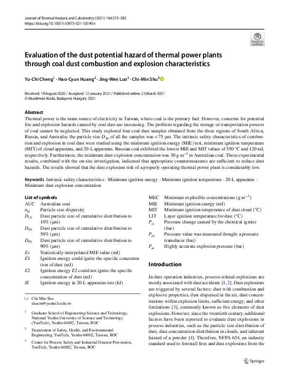 (PDF) Evaluation of the dust potential hazard of thermal power plants ...