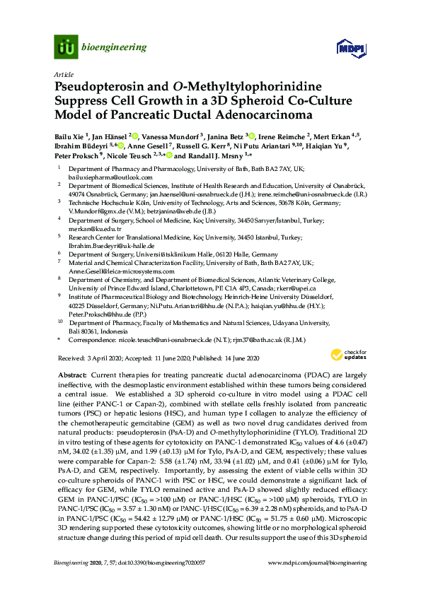 Pseudopterosin and O-Methyltylophorinidine Suppress Cell Growth in a 3D ...