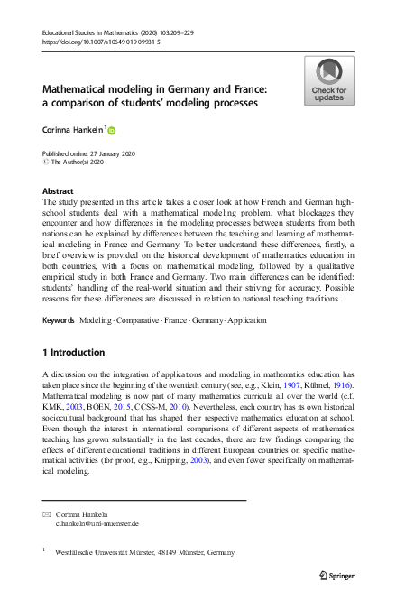 (PDF) Modeling Students' Mathematical Modeling Competencies