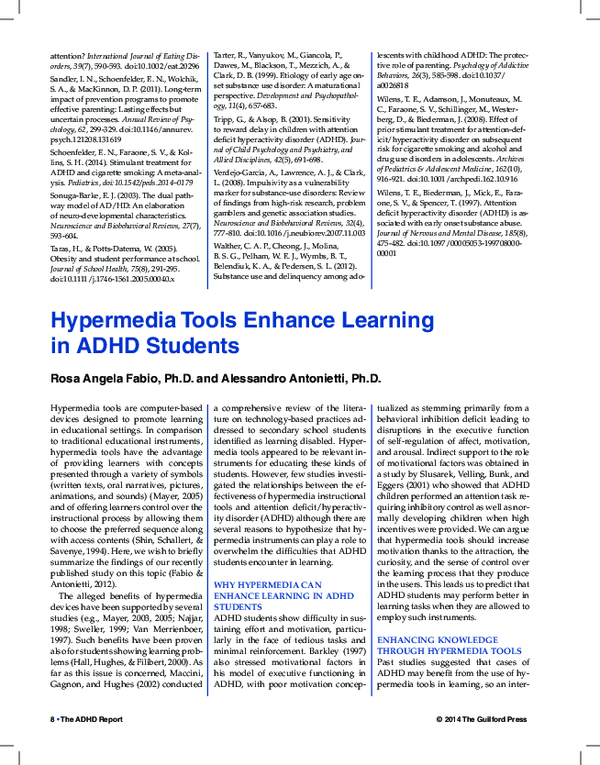 (PDF) Hypermedia Tools Enhance Learning in ADHD Students