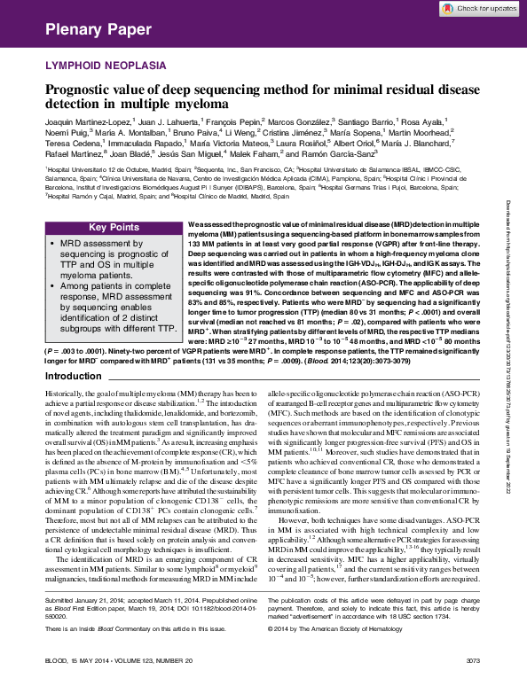 (PDF) Prognostic value of deep sequencing method for minimal residual disease detection in ...
