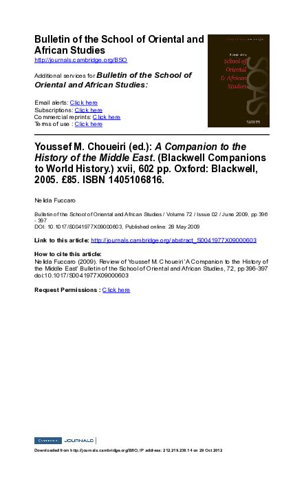(PDF) Youssef M. Choueiri (ed.): A Companion to the History of the ...