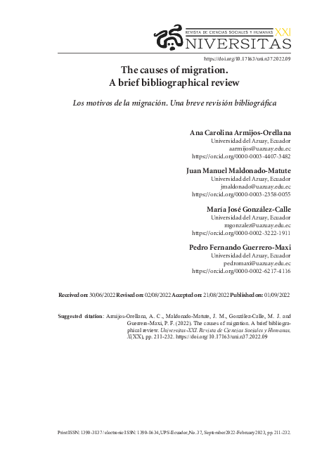 (PDF) The causes of migration. A brief bibliographical review