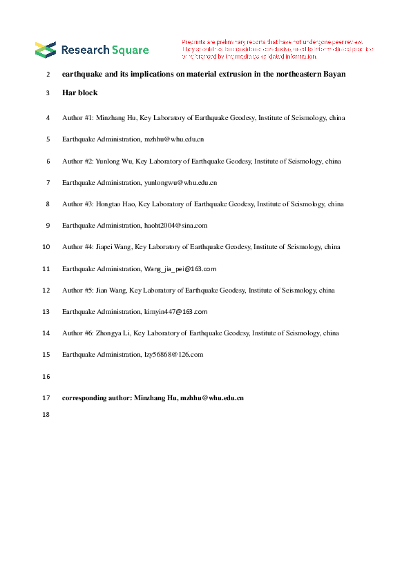 (PDF) Lithospheric Flexural Isostasy Background of the 2017 Ms7.0 ...