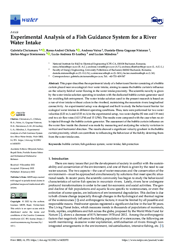 (PDF) Experimental Analysis of a Fish Guidance System for a River Water ...