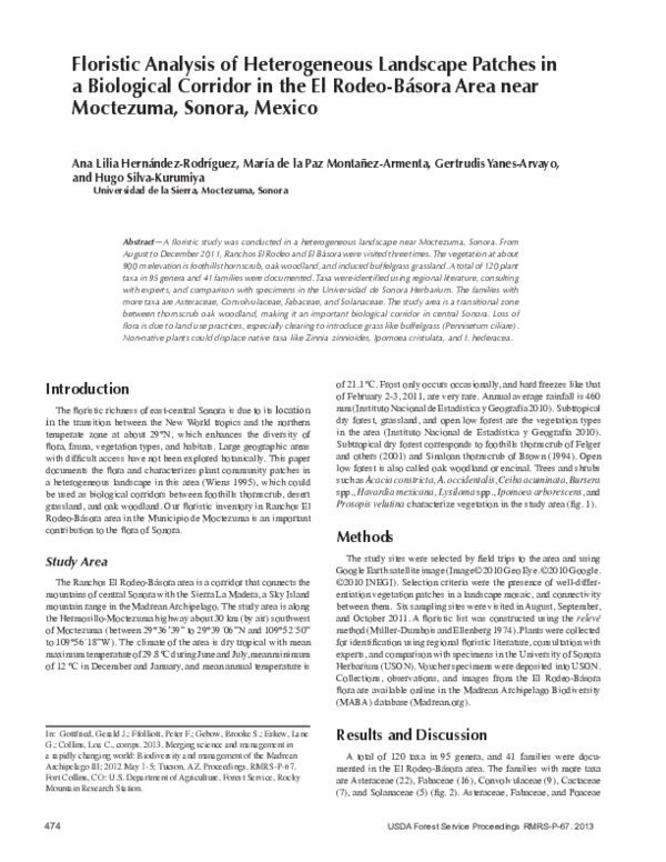 (PDF) Floristic analysis of heterogeneous landscape patches in a biological corridor in the El ...