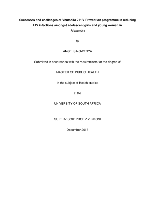 (PDF) Successes and challenges of Vhutshilo 2 HIV prevention programme ...
