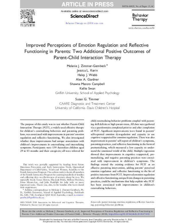 (PDF) Improved Perceptions of Emotion Regulation and Reflective ...