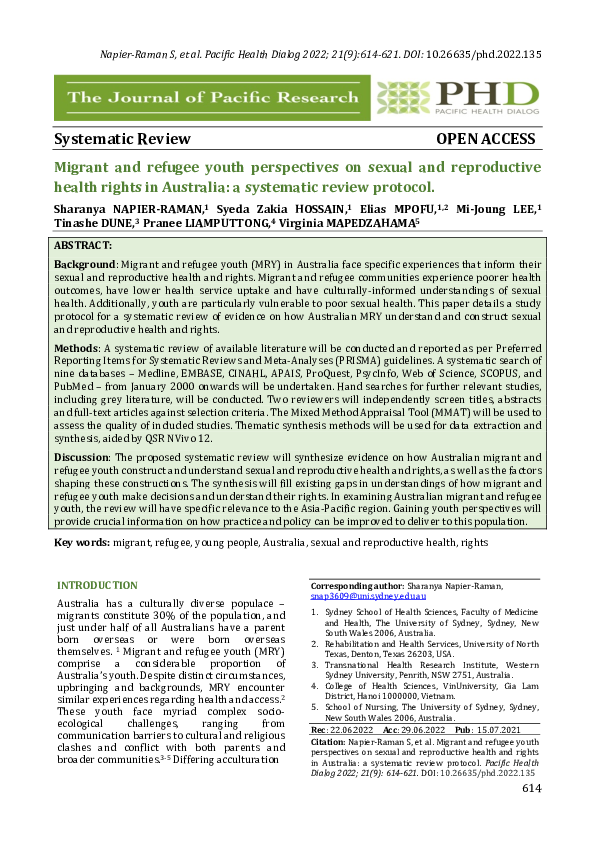 (PDF) Migrant and refugee youth perspectives on Sexual and Reproductive ...