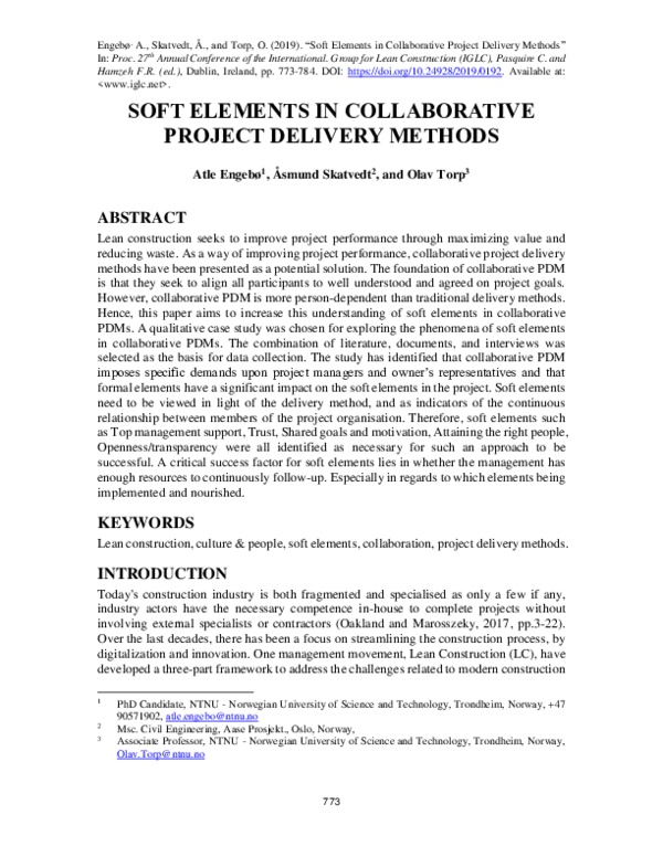 (PDF) Collaborative Project Delivery Tools