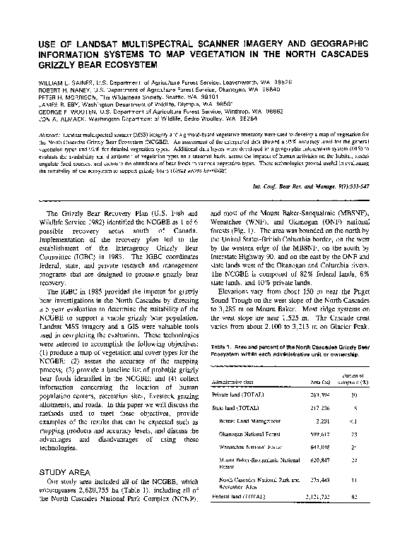 (PDF) Use of Landsat Multispectral Scanner Imagery and Geographic ...