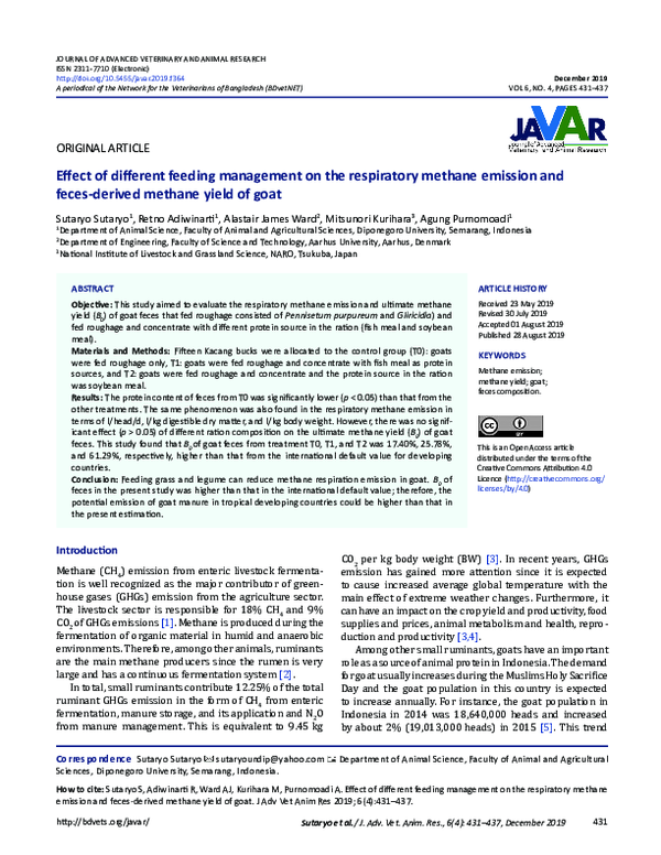 (PDF) Effect of different feeding management on the respiratory methane ...