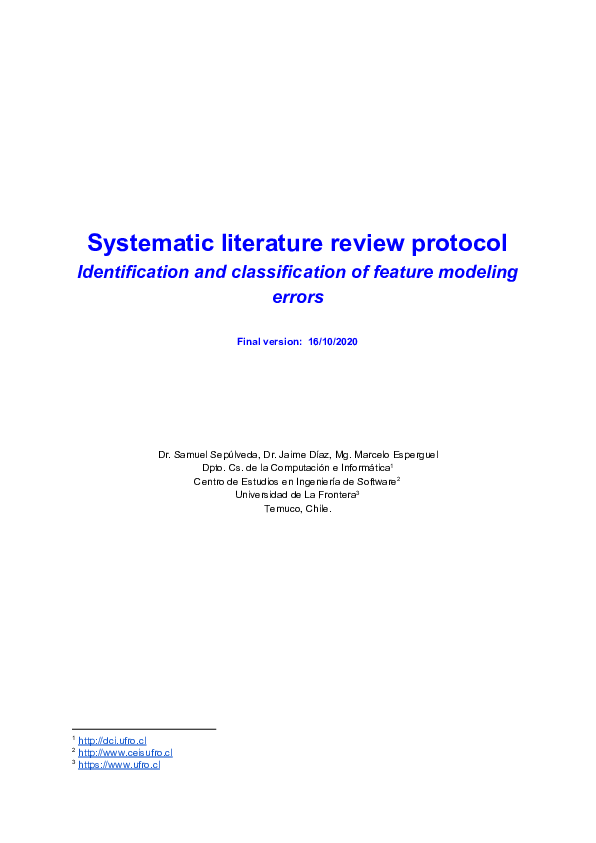 (PDF) Systematic literature review protocol Identification and classification of feature ...