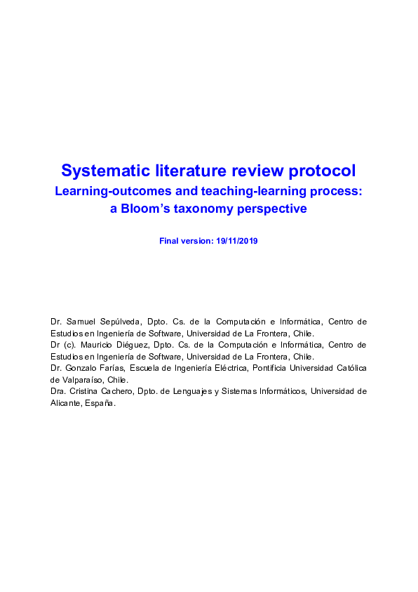(PDF) Systematic literature review protocol. Learning-outcomes and ...