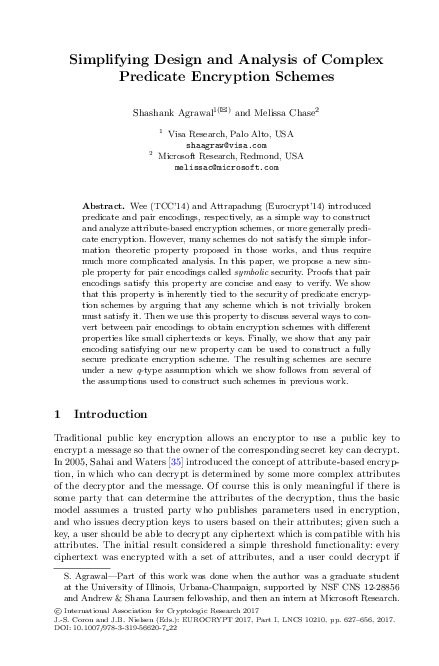 (PDF) Simplifying Design and Analysis of Complex Predicate Encryption Schemes