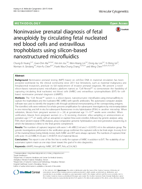 (PDF) Non-invasive prenatal diagnosis of fetal aneuploidies using ...