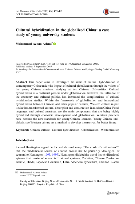 (PDF) Cultural hybridization in the globalized China: a case study of ...
