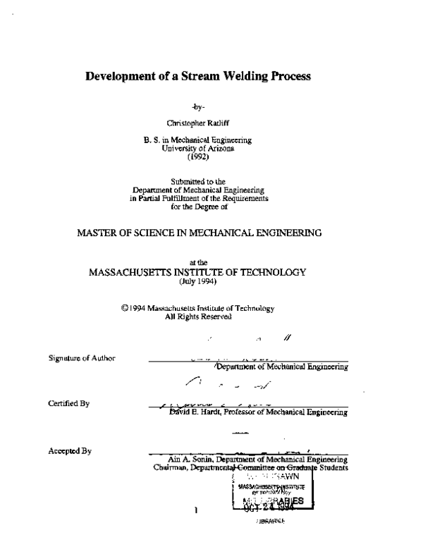 (PDF) Development of a stream welding process