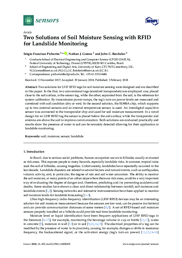 (PDF) Two Solutions of Soil Moisture Sensing with RFID for Landslide ...