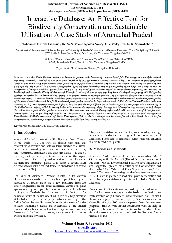 (PDF) Interactive Database: An Effective Tool for Biodiversity Conservation and Sustainable ...