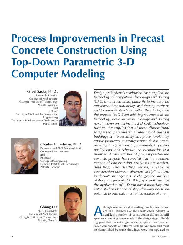 Pdf Process Improvements In Precast Concrete Construction Using Top Down Parametric 3 D