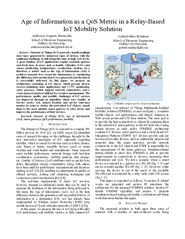 (PDF) Age of Information as a QoS Metric in a Relay-Based IoT Mobility Solution