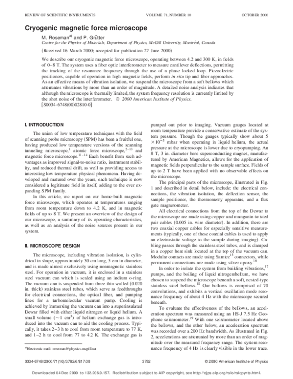 (PDF) Cryogenic magnetic force microscope