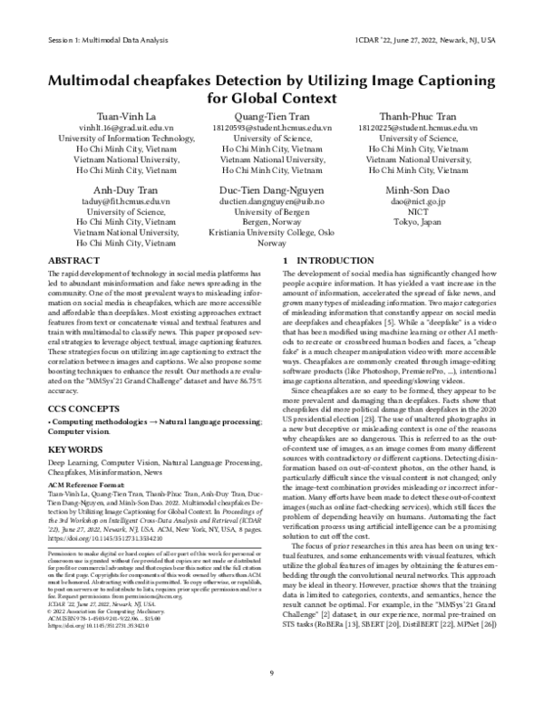 (PDF) Multimodal Cheapfakes Detection by Utilizing Image Captioning for Global Context